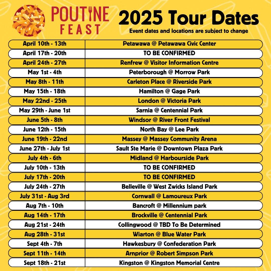 Canada’s Largest Touring Poutine Festival – 2025 Ontario Schedule
