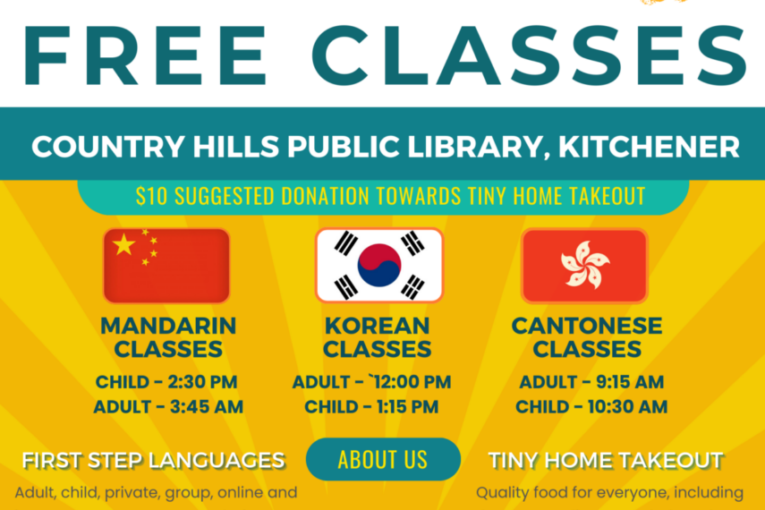 Free Mandarin, Cantonese, and Korean Classes