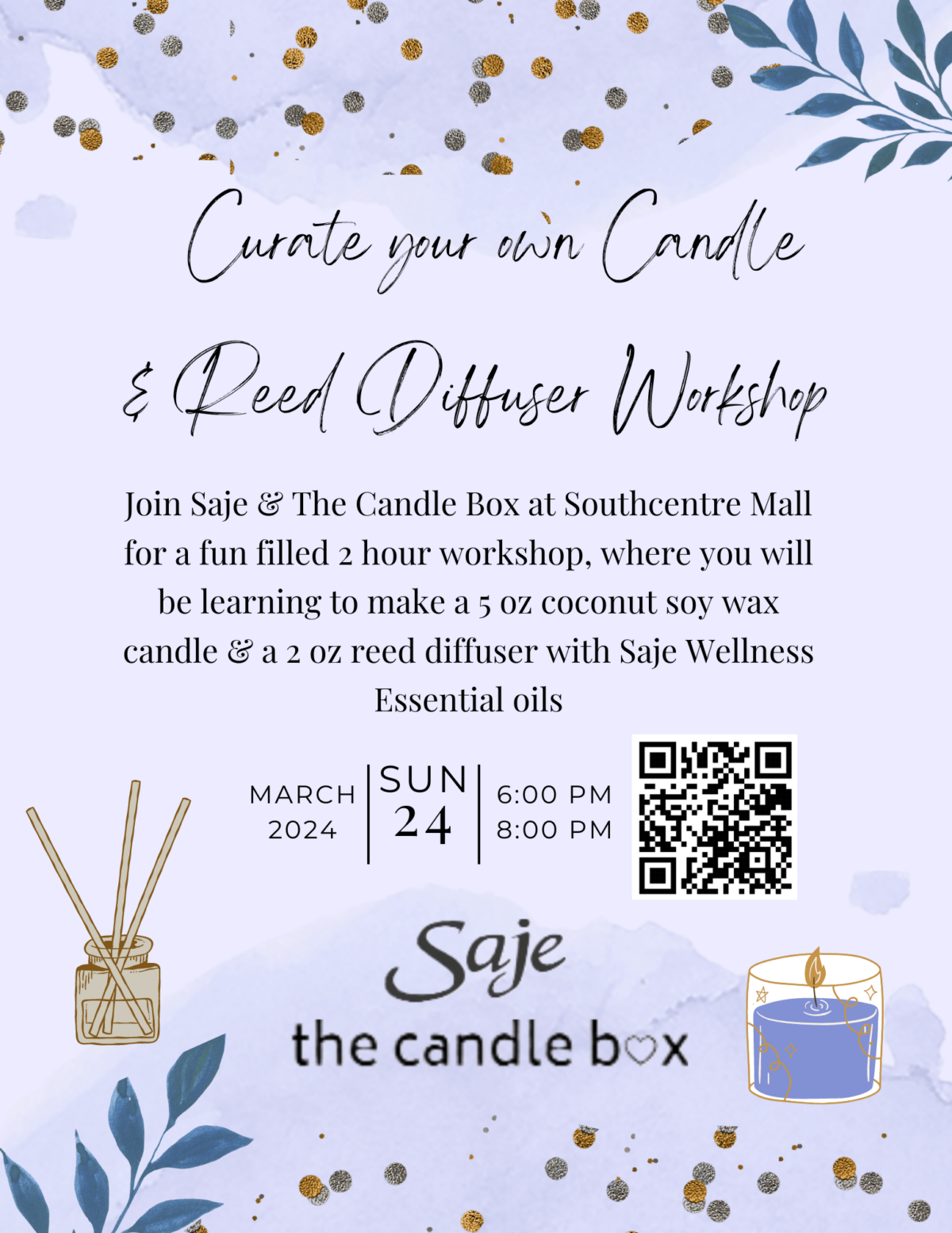 Saje Natural Wellness Candle and Reed Diffuser Making Workshop