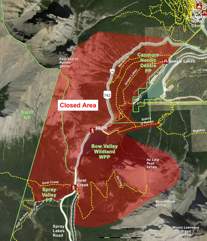 Grassi Lakes Trails, Ha Ling Trail, Grassi Lakes and Goat Creek Parking ...