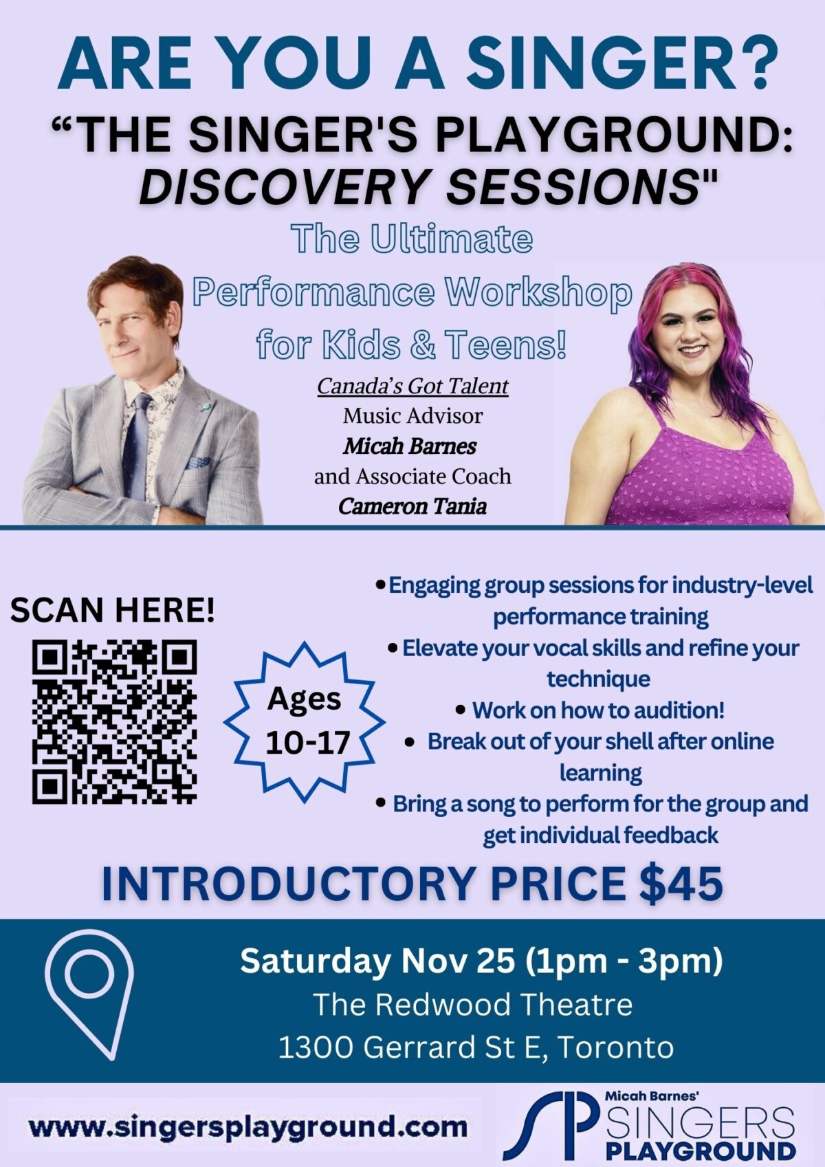"Singer’s Playground: Discovery Sessions" – THE ULTIMATE KIDS PERFORMANCE CLASS