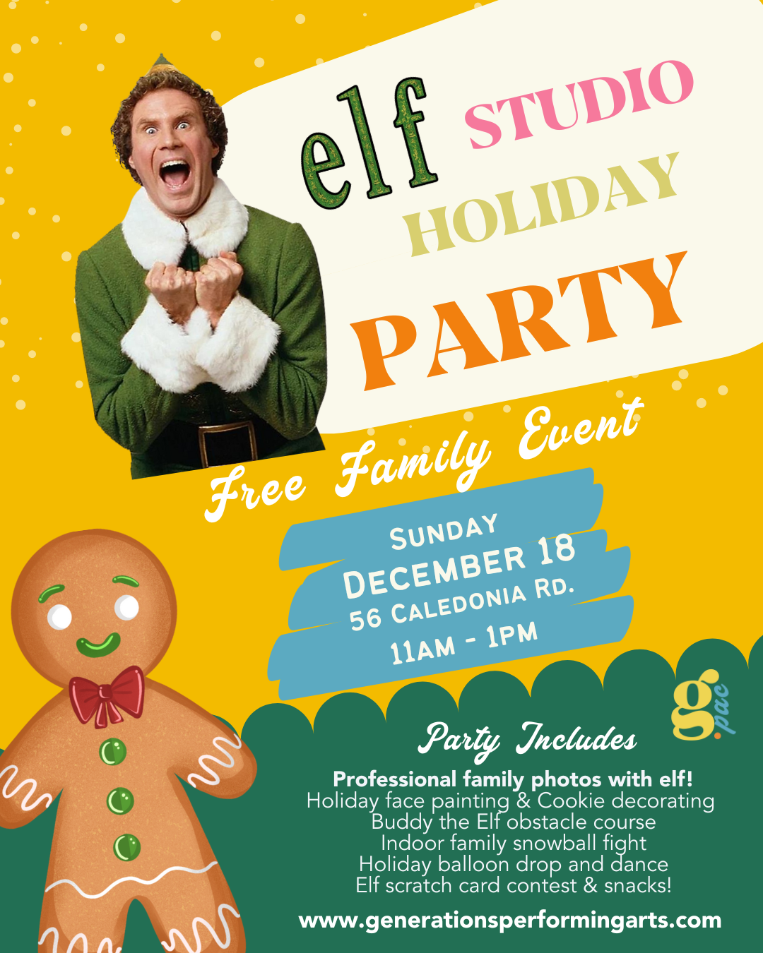 Free Family Elf Themed Holiday Party