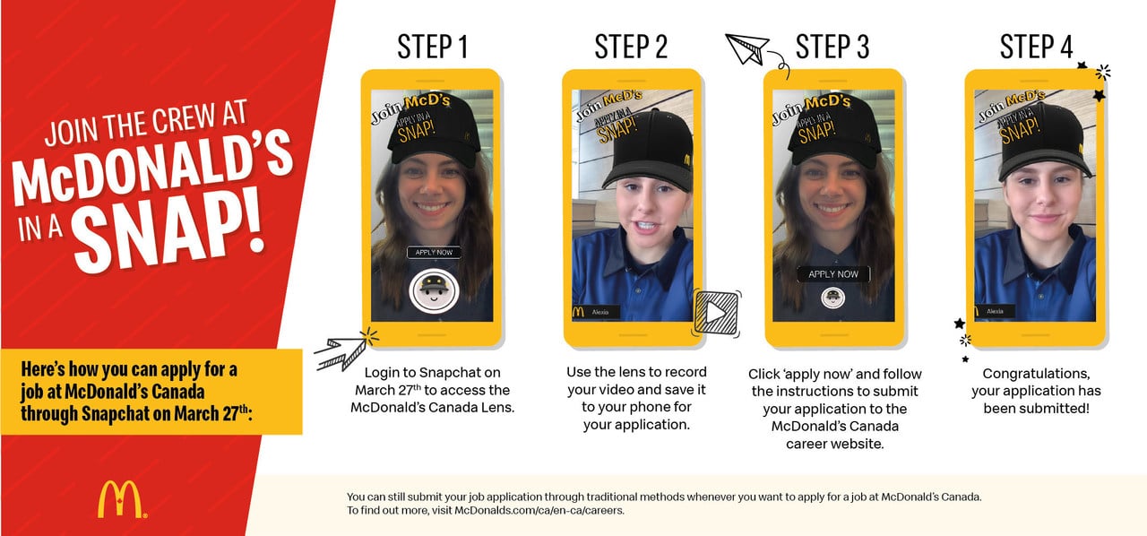 Snapplications: Apply to work in McDonald’s through Snapchat
