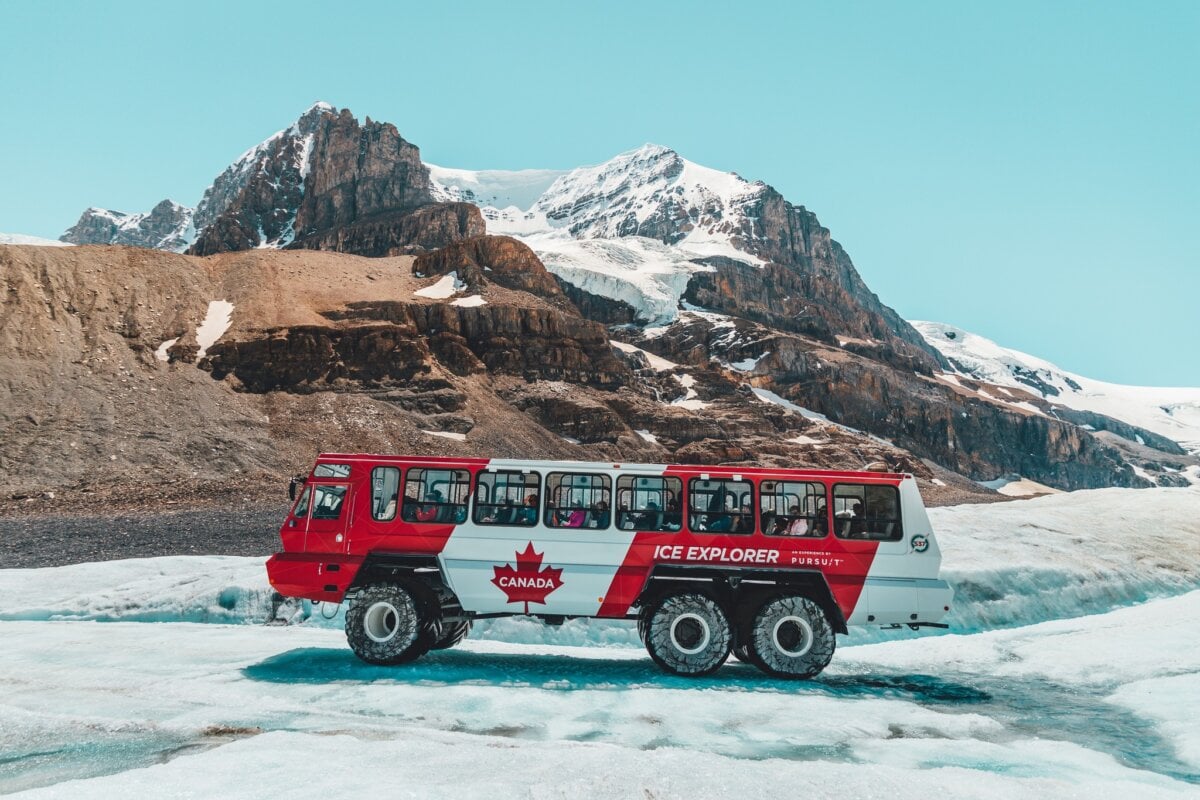Columbia Icefield Adventure: Athabasca Glacier Ice Explorer Tour & Glass Walkway Over Sunwapta ...