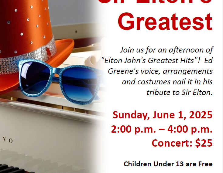 Sir Elton’s Greatest, a tribute to Elton John featuring Ed Greene