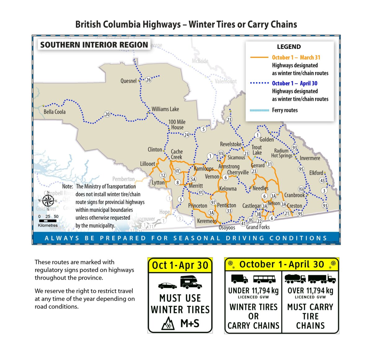 Winter Tire Requirement on British Columbia Highways Starts Today