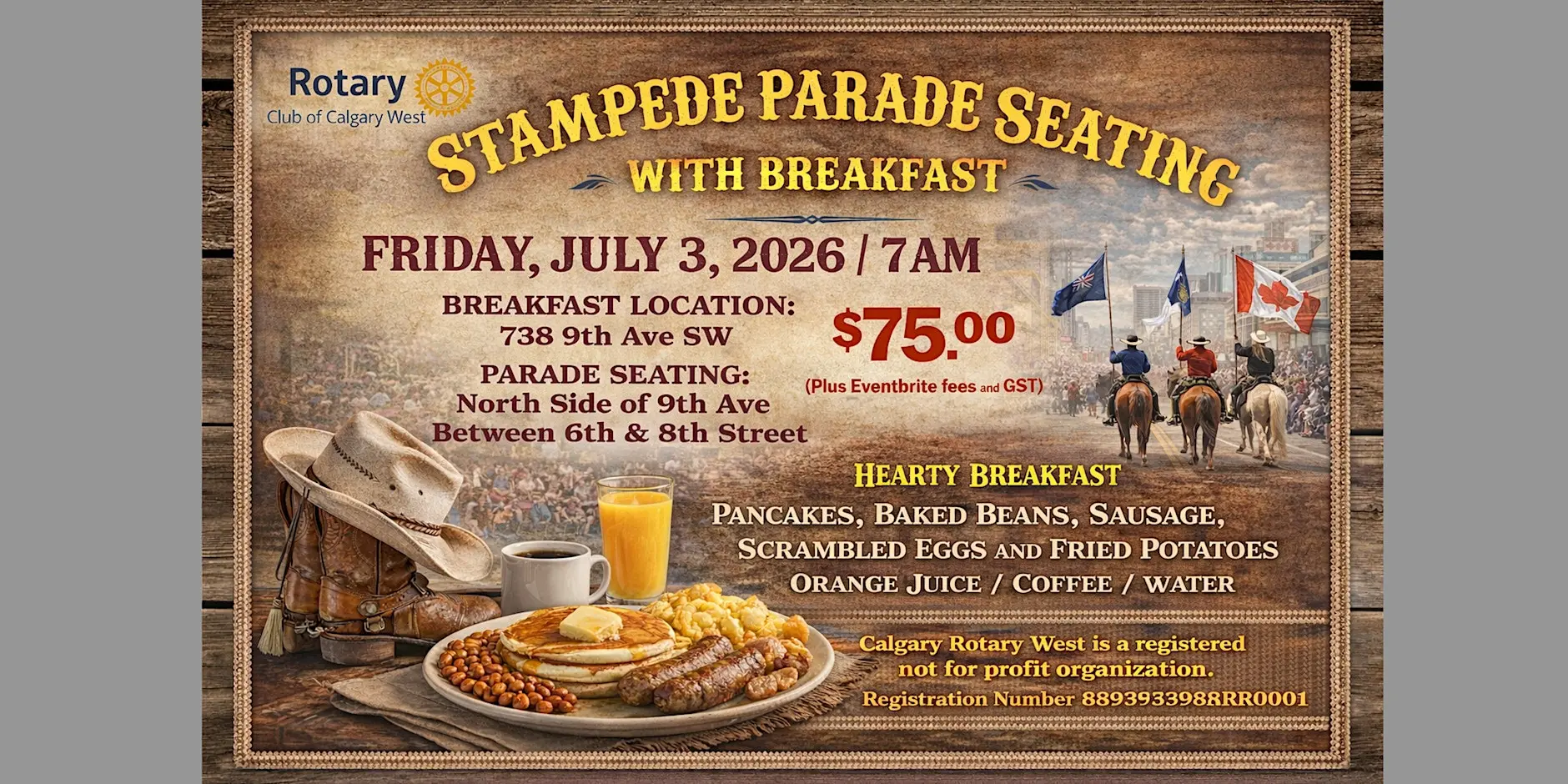 2026 Stampede Parade Seating With Breakfast