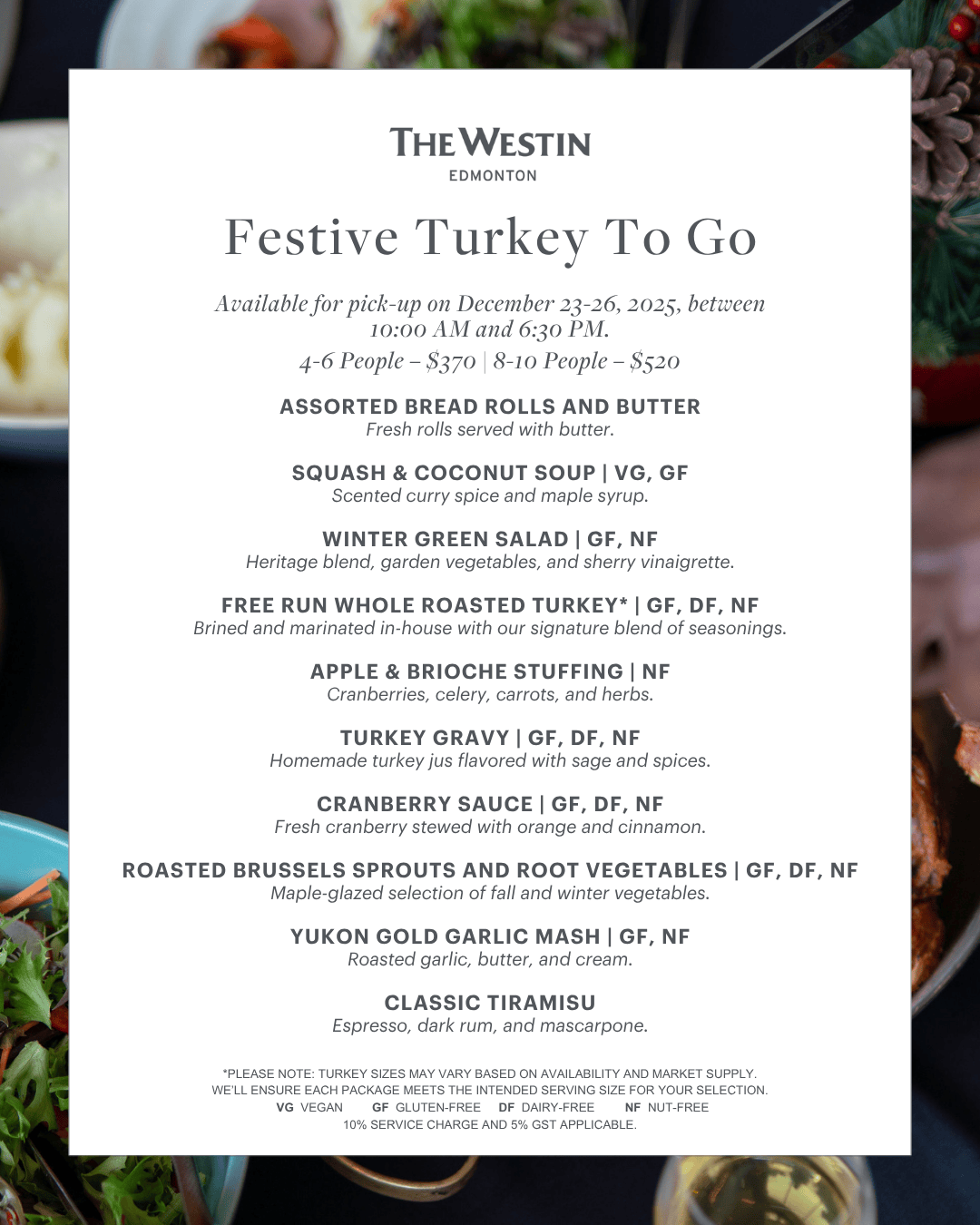 Festive Turkey To Go at The Westin Edmonton