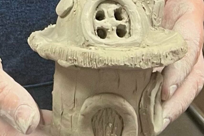 Mushroom House Clay Lantern