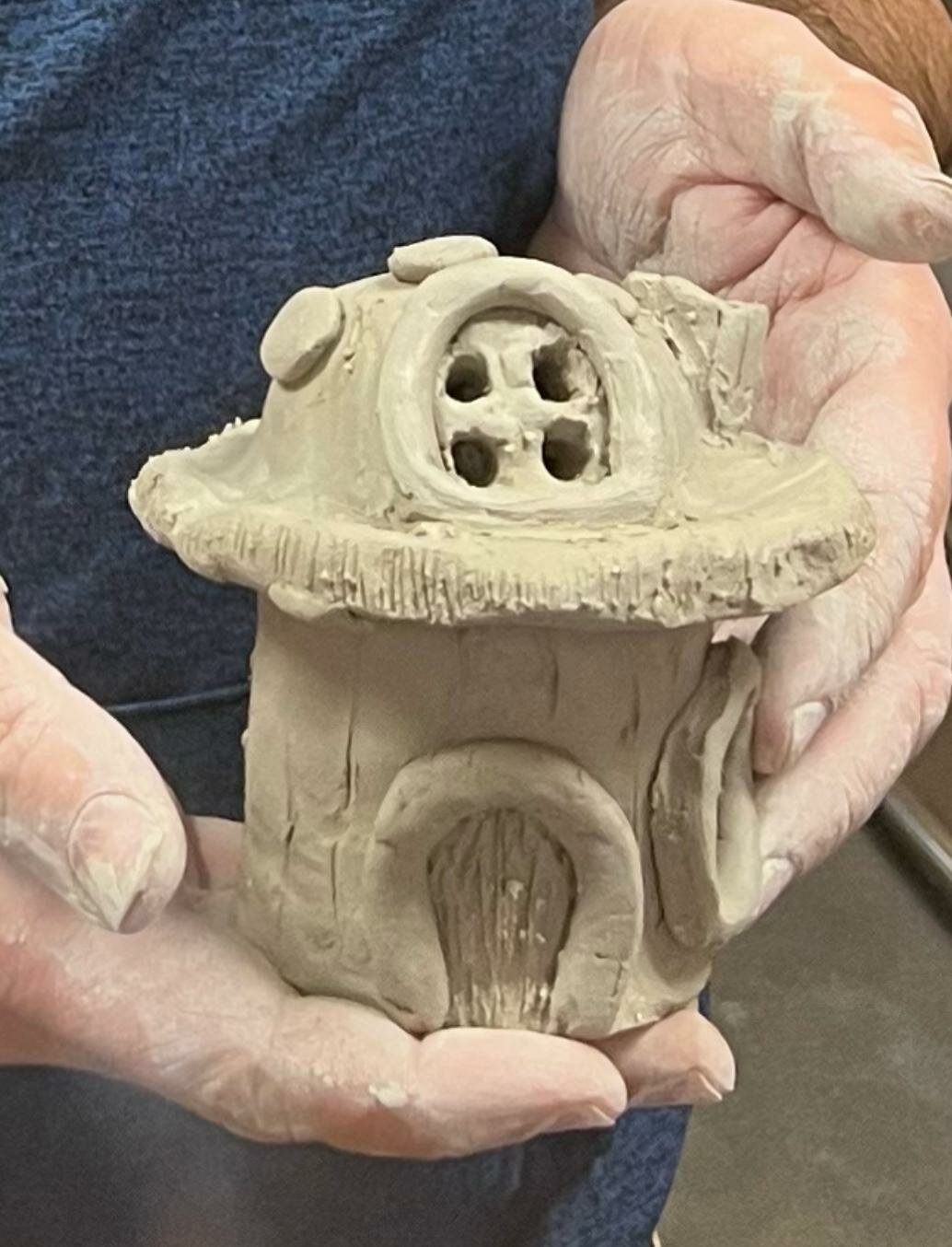 Mushroom House Clay Lantern